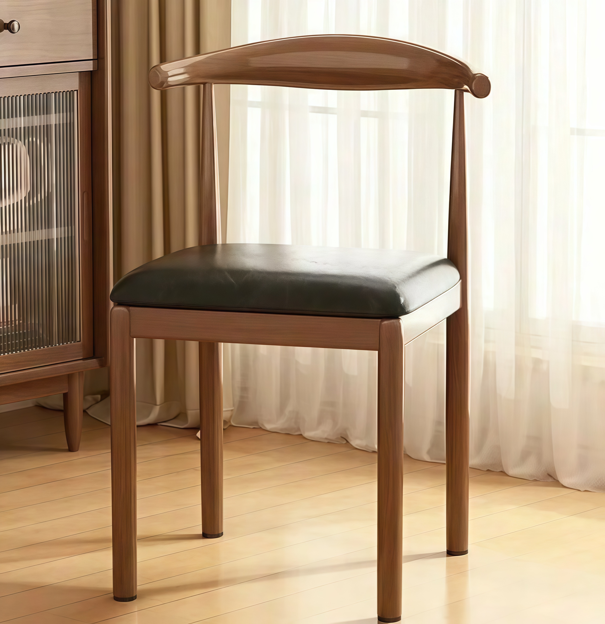 Стул K&T Urban Comfort, обивка из искусственной кожи, черное/коричневое дерево