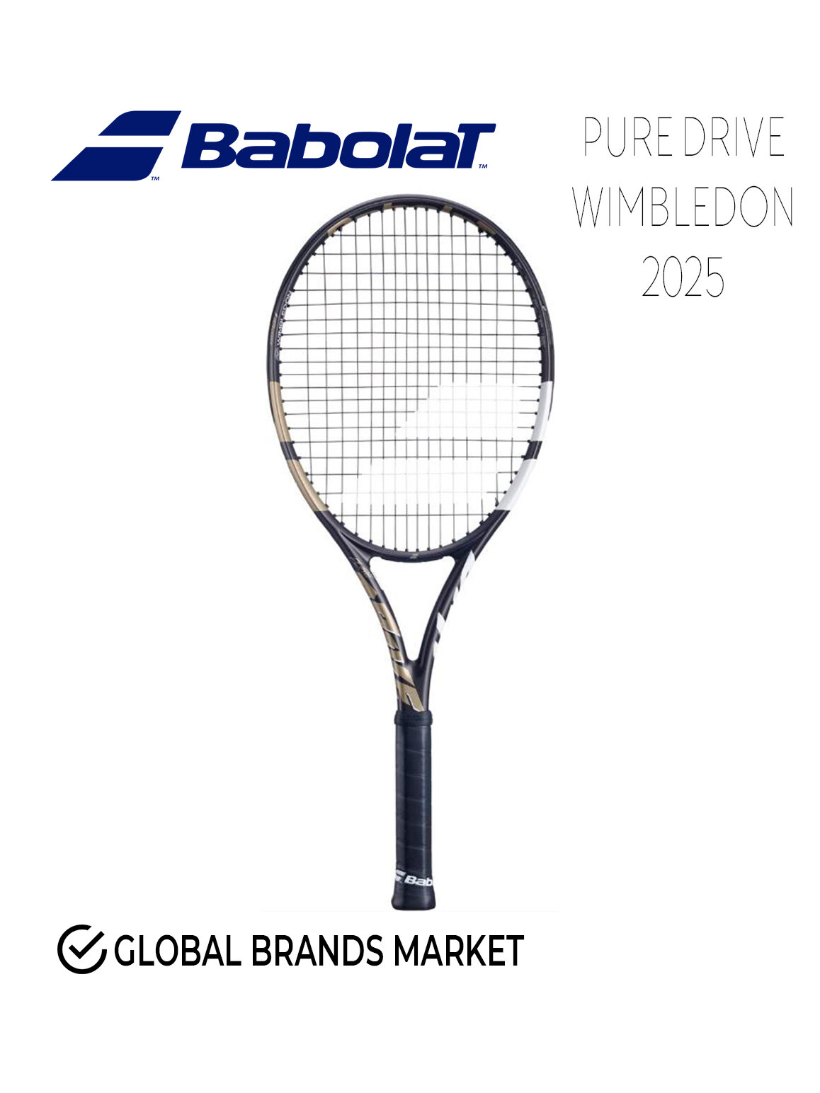 Теннисная ракетка Babolat Pure Drive Wimbledon (2025) 101544, ручка: 2, 320 гр