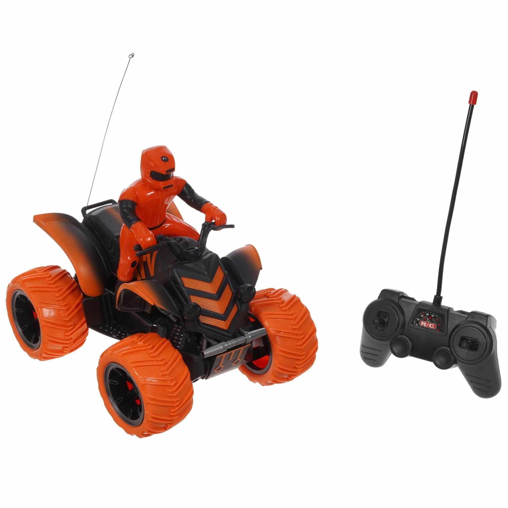 Квадроцикл Нордпласт радиоуправляемый, фигурка мотоциклиста, масштаб 1:14, красный