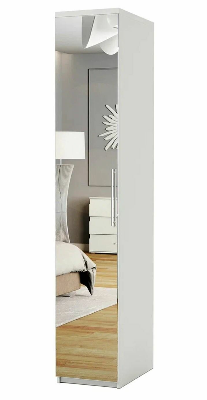 Шкаф для одежды Комфорт МШ-11 узкий 40х60х220 с зеркалом белый