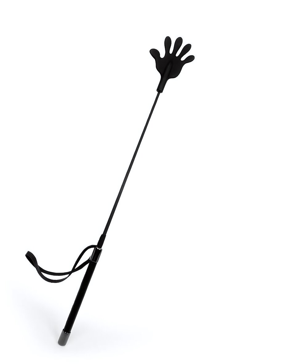 Стек для бдсм в форме ладони, черный, искусственная кожа, без вибрации