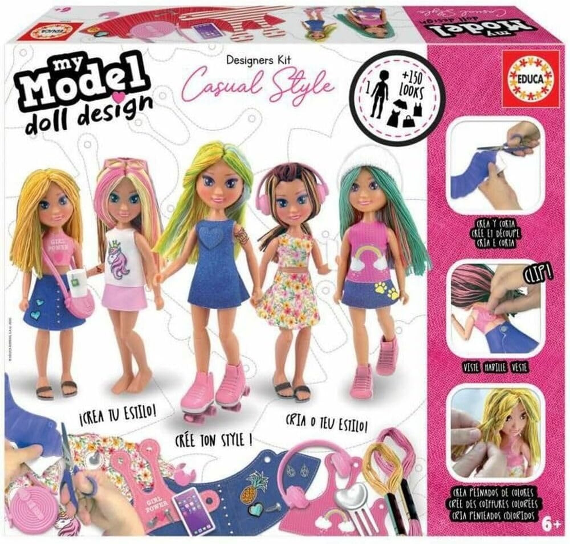 Творческий набор Educa My Model Doll Design - Набор Casual Style для создания куклы и нарядов- Эдука кукла 18368