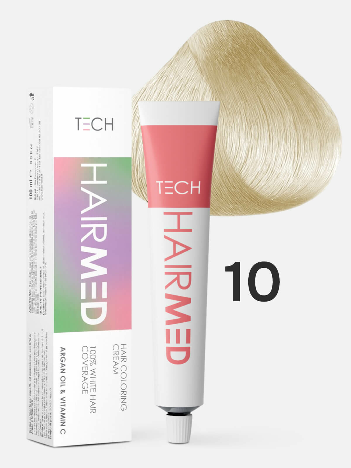 Крем - краска для волос профессиональная Hairmed 10 Светлый блонд, 100 мл