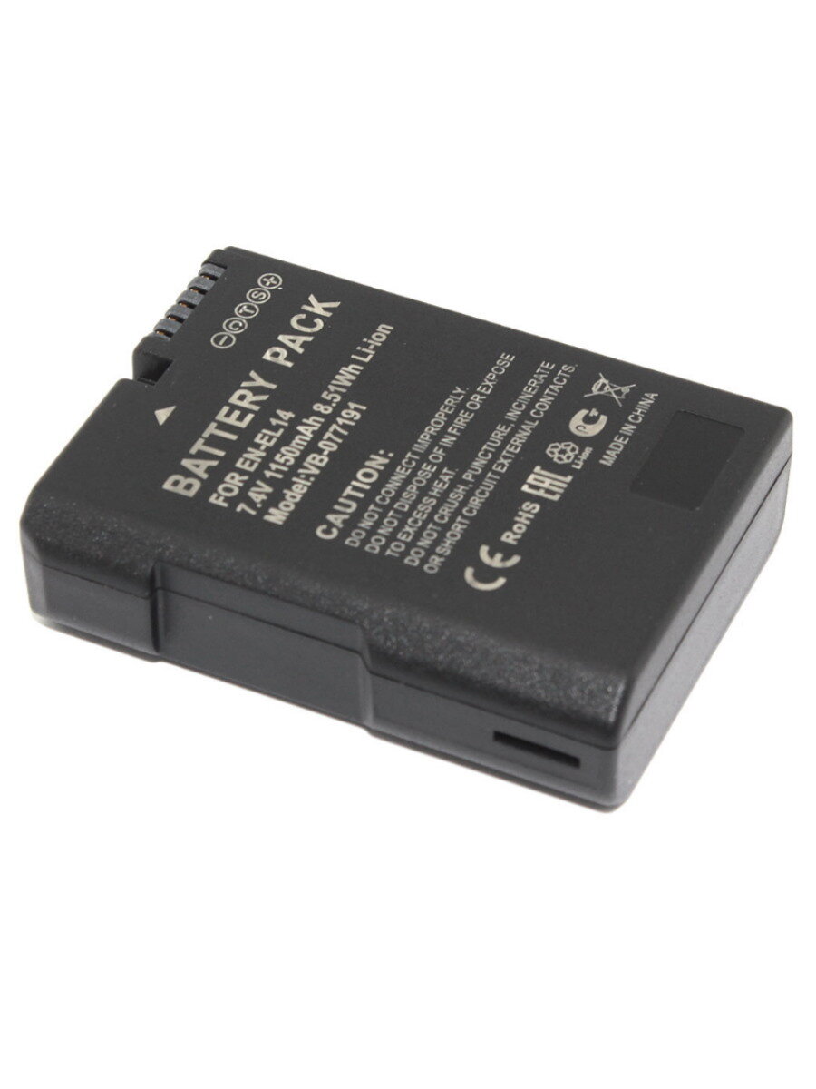 Аккумулятор для фотоаппарата Nikon EN-EL14, EN-EL14a, 7.4V, 1150mAh, код 077191