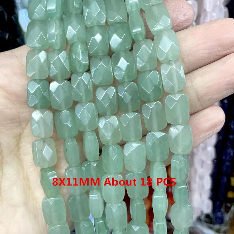 Зеленый авантюрин, граненые бусины SYSRXLR Изумрудный, 8X11MM About 18 PCS