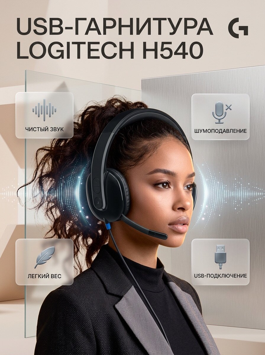 Проводная гарнитура Logitech Headset H540 USB