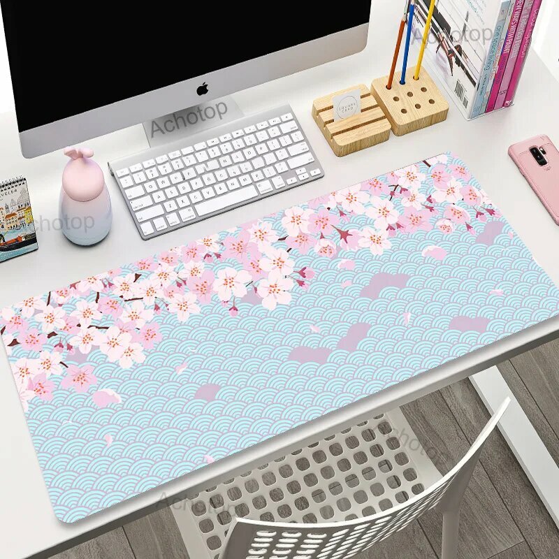 Большой розовый резиновый коврик для мыши Kapalewaii 700x300x2mm, Sakura LY008888 (7)