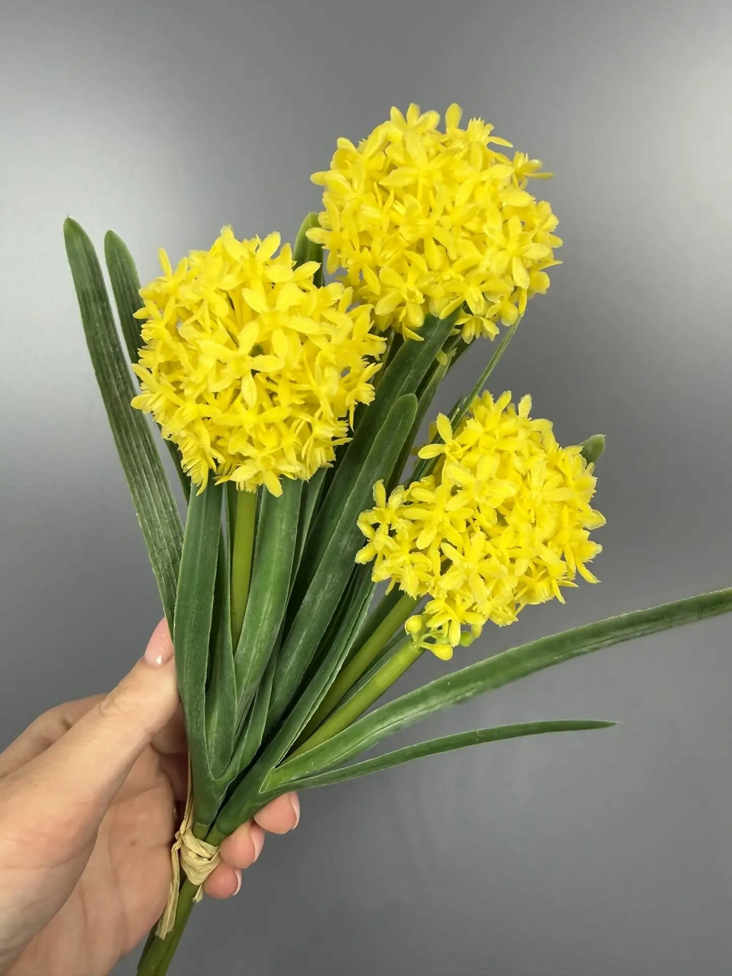 Искусственные цветы весенний букет для декора Аллиум лук из силикона желтый 30 см