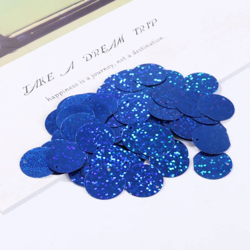 Лазерные пайетки ПВХ 20 мм 90 шт. Синий, Laser Dark Blue