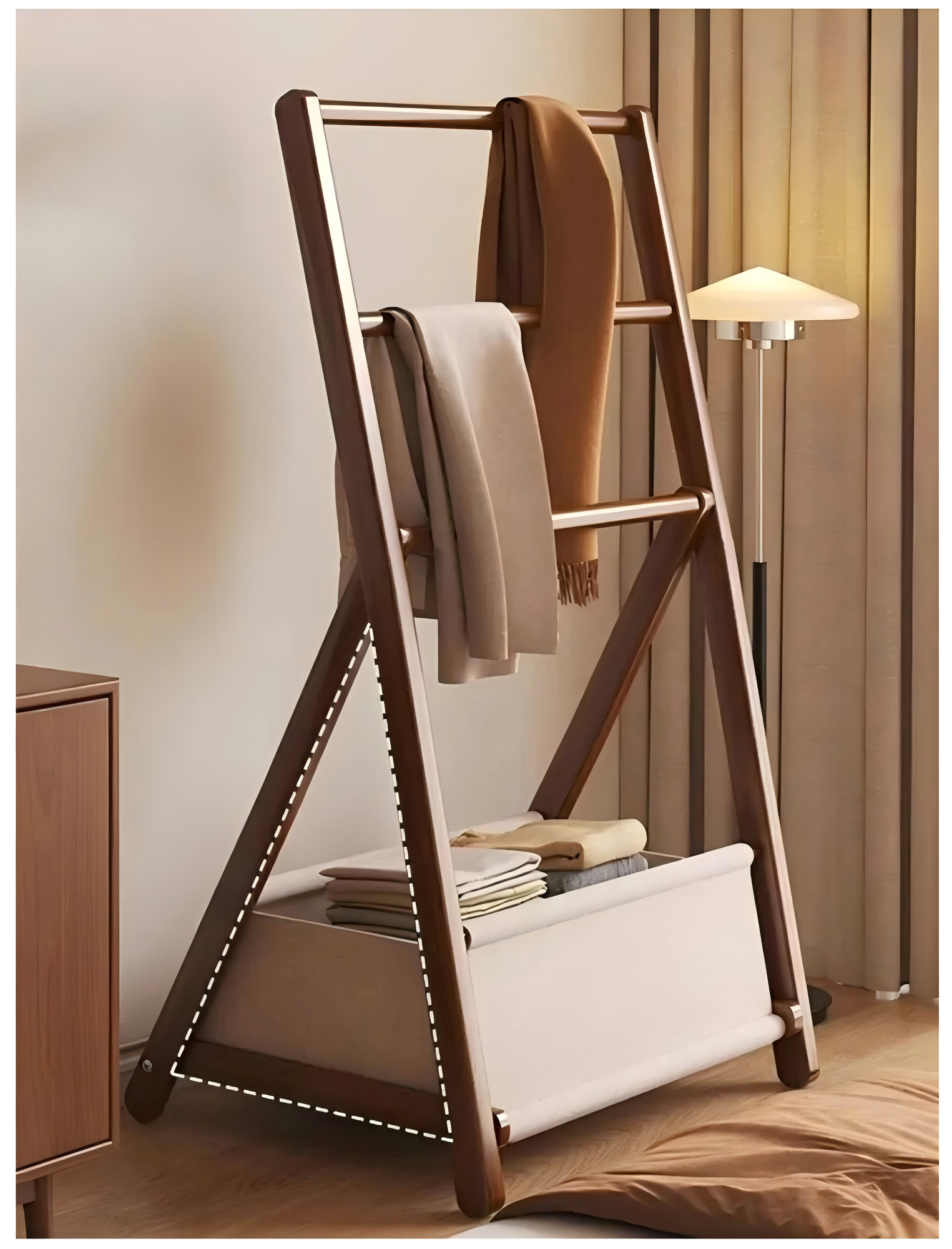 Этажерка, массив дерева, складная, цвет коричневый, 40x70x120см