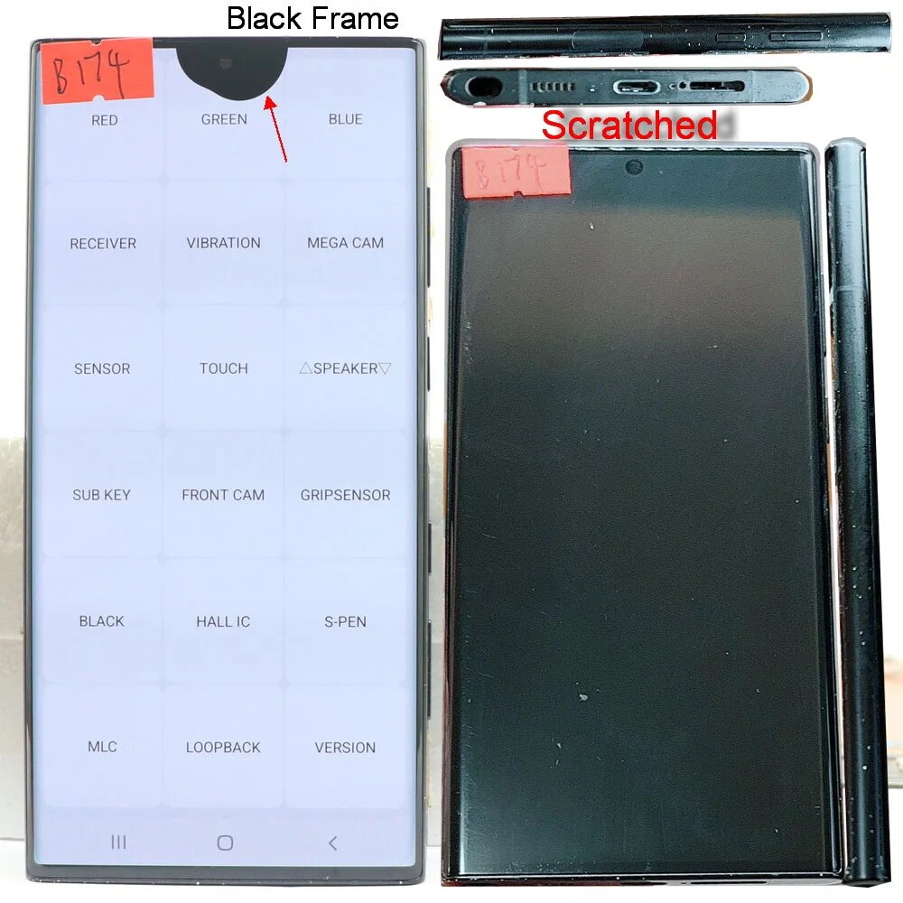 Для Samsung Galaxy S22 Ultra 5G ЖК-дисплей SM-S908 S908F S908U S908N AMOLED Дисплей Black Frame B174
