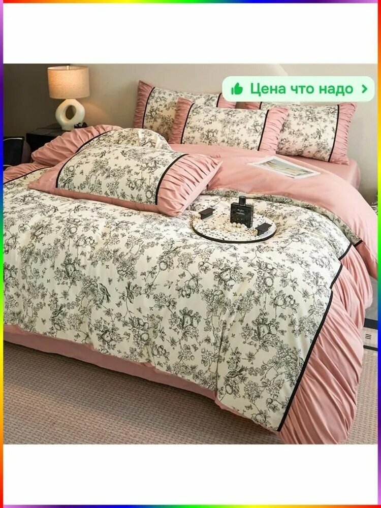 Комплект постельного белья, Велюр искусственный, Полиэстер, Семейный, наволочки 48x74