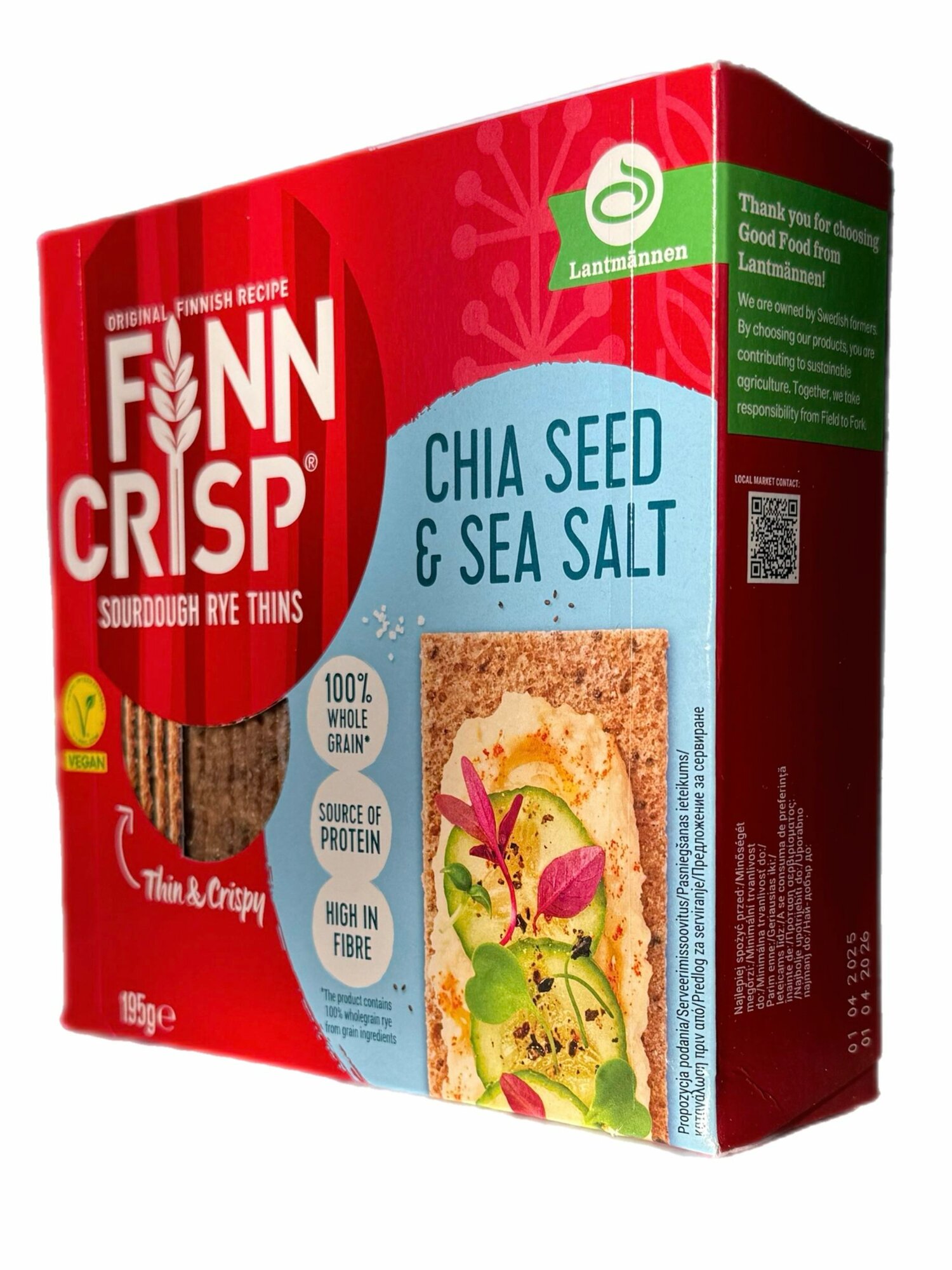 FINN CRISP chia seed & sea salt Хлебцы с семенами чиа и морской солью 195 г, (из Финляндии)