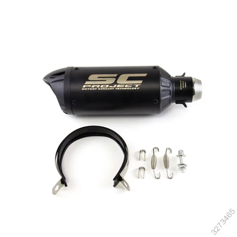 Глушитель SC Project для мототехники, прямоток для мотоцикла, 1 шт, черного цвета, нержавеющая сталь, 51 мм