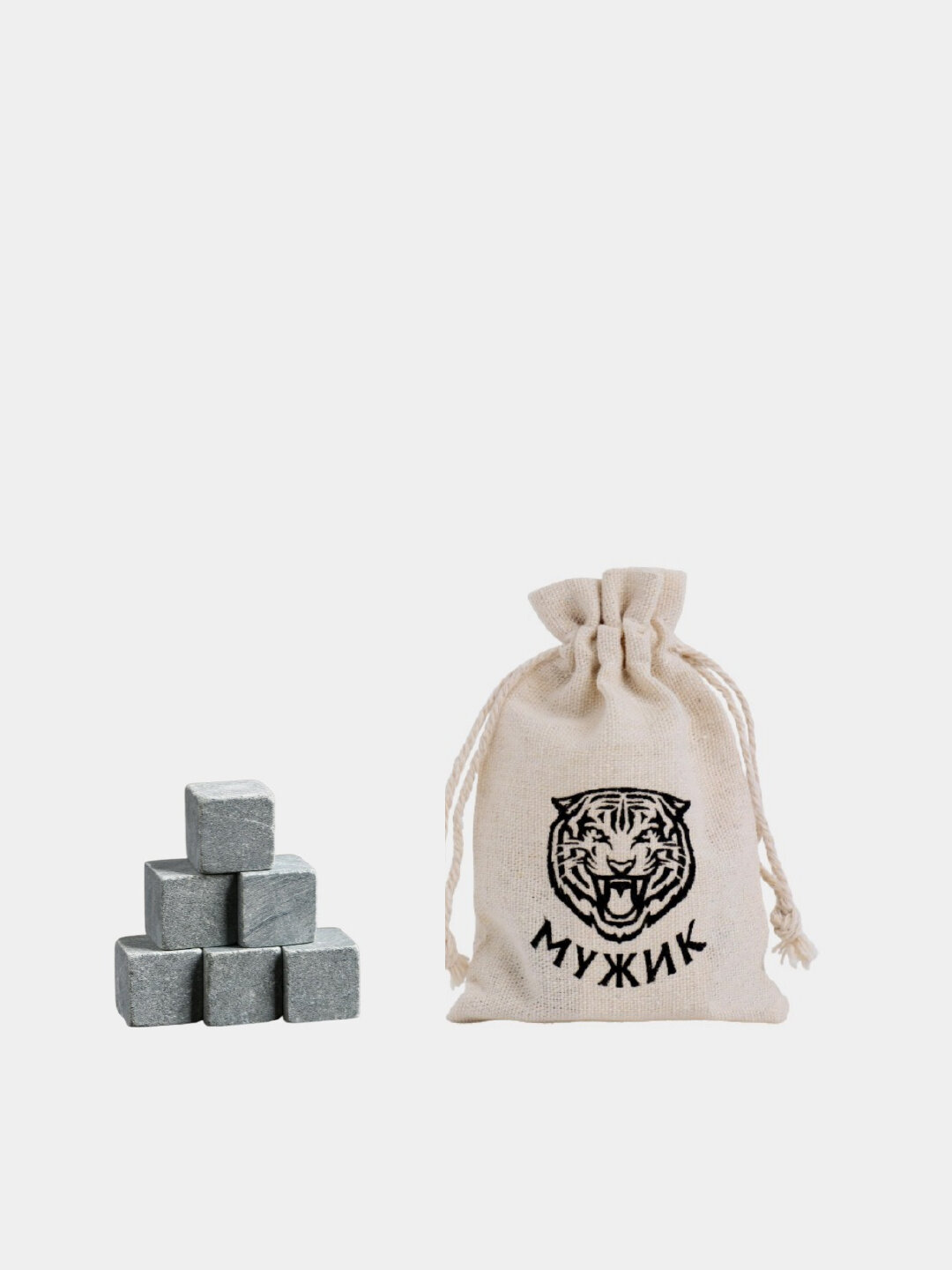 Камни для виски подарочные «Мужик», охлаждающие камни 6 шт. для напитков и коктейлей