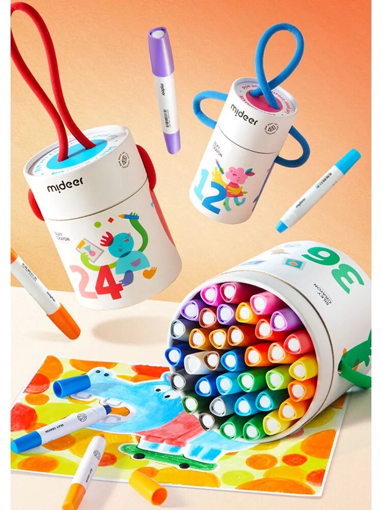 Мелки Mideer Refillable Silky Crayons 36 Colors - Набор шелковых мелков для рисования для детей от 1 года — фото 1