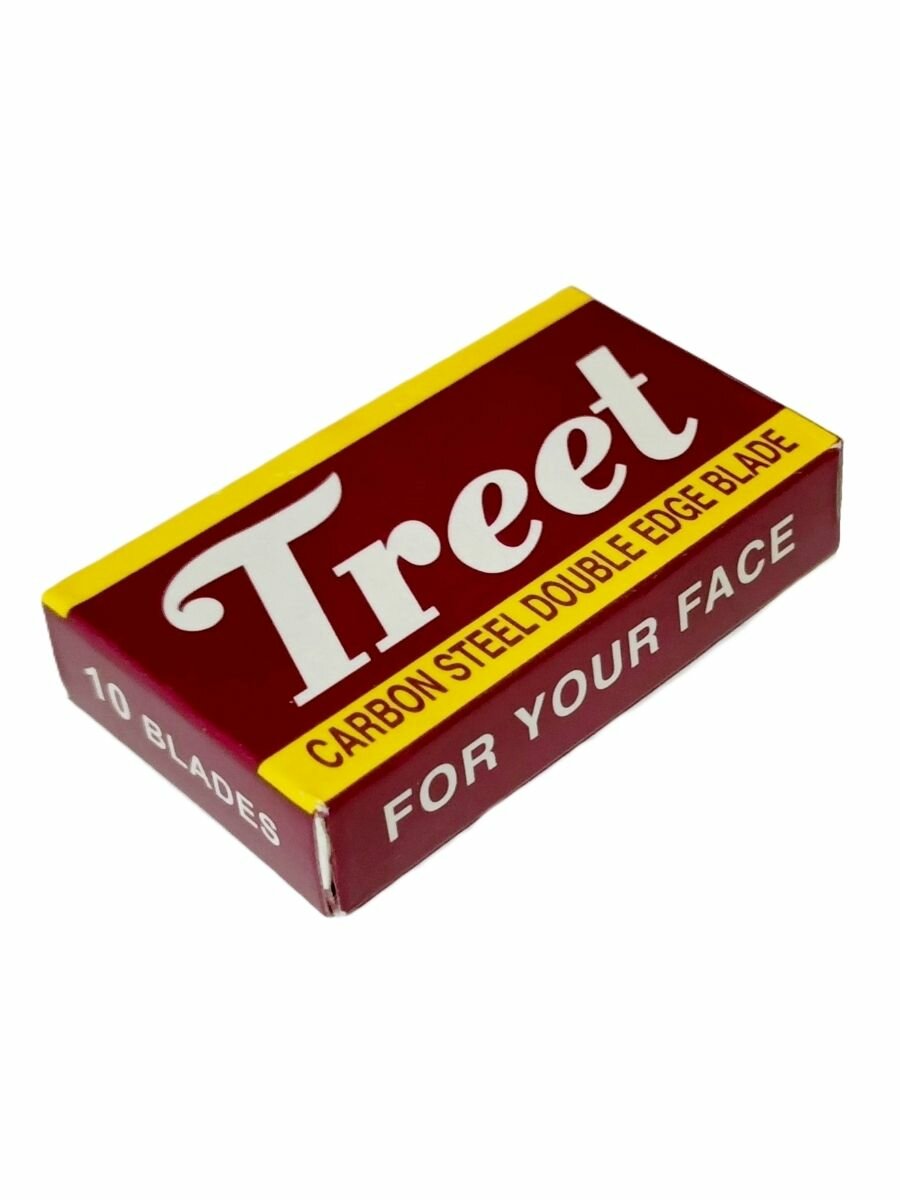 Классические двусторонние сменные лезвия, TREET CARBON STEEL, для T-образных бритв и шаветок, упаковка 10 шт