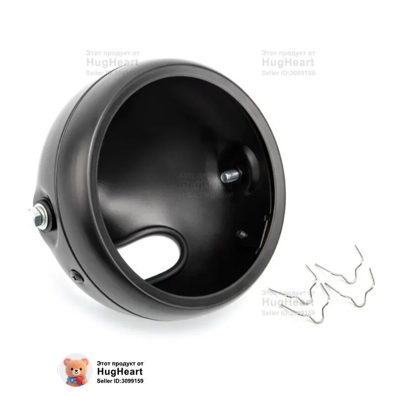 Матовая черная светодиодная фара 5.75 дюйма для мотоцикла, Черный