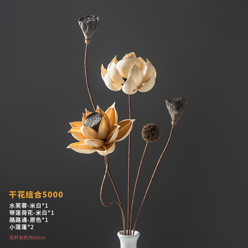Букет из сухих цветов, декоративные украшения из настоящих цветов, лотос, высушенные на воздухе коробочки лотоса, натуральный корень лотоса, цветочная композиция в стиле дзен, украшение гостиной в китайском стиле.