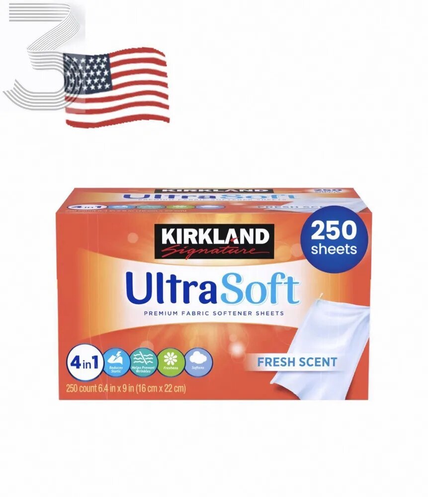 Kirkland Signature , Листы салфетки для сушки белья для сушильных машин , кондиционер для смягчения ткани , аромат свежестиXL