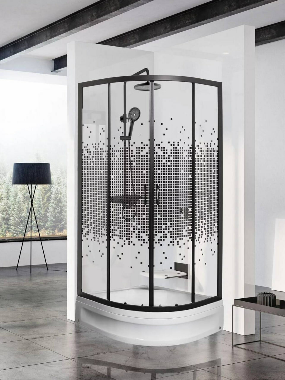 Душевой уголок "Мономах" 90x180 см, раздвижные двери, закаленное стекло
