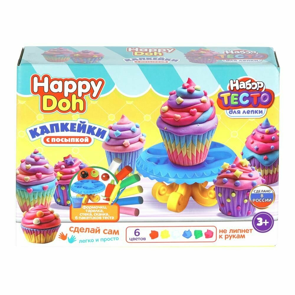 Набор с тестом для лепки Капкейки , Happy Doh