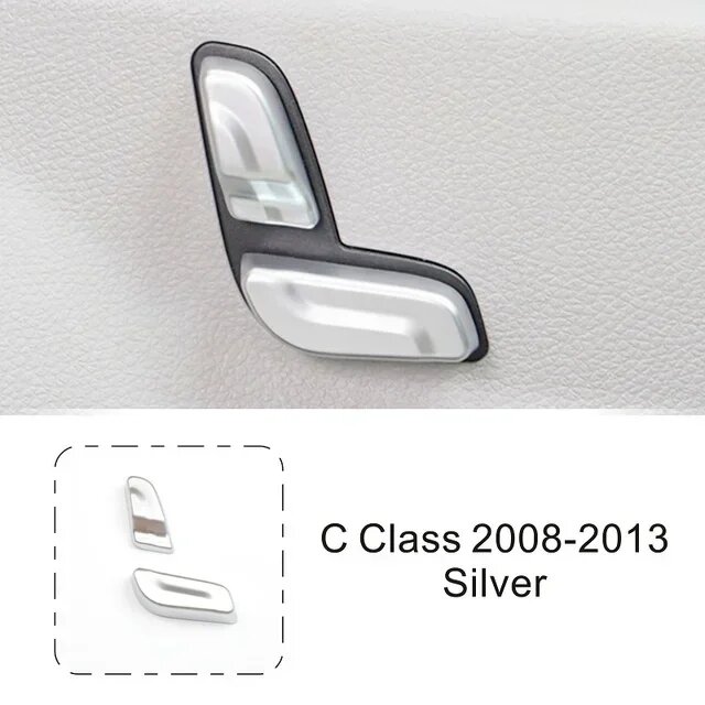 Кнопка регулировки сиденья Mercedes C Class 2008-2013, правая, 2шт, серебристая