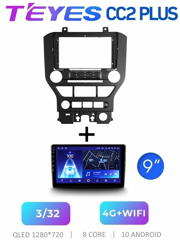 Магнитола 9" Teyes CC2 Plus 3/32 Gb для Ford Mustang S550 2014-2023 F1
