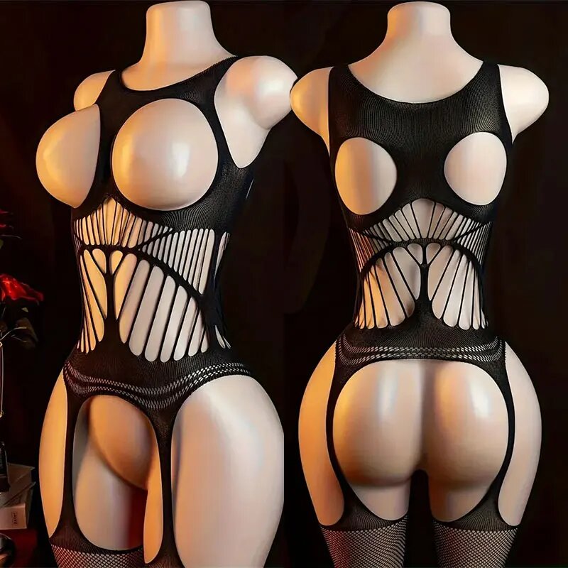 Боди с вырезами для ночного секса, игрушка-орги, сетчатое нижнее белье, открытая грудь, открытая промежность, выдолбленный анальный дизайн, Тедди, женщины Allure