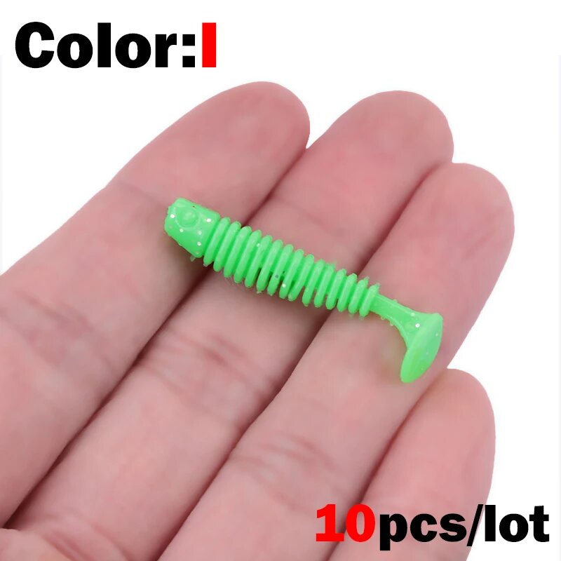 Мягкие приманки для рыбалки, 10 шт, Зеленый, 3.5cm