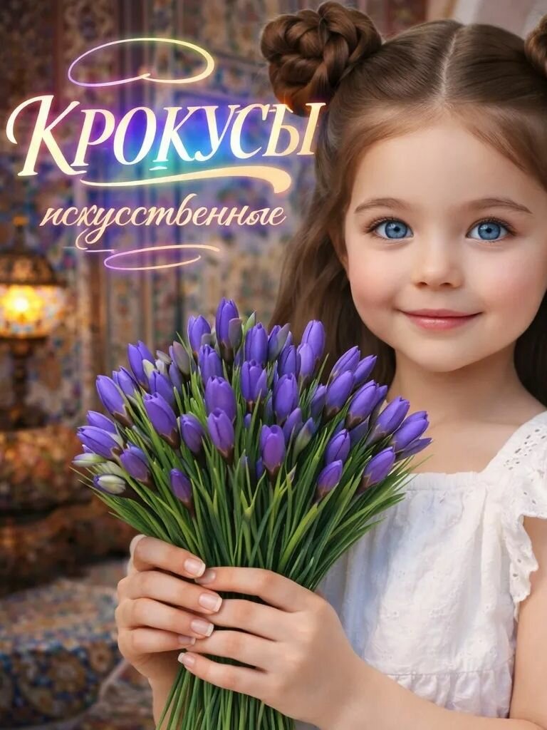 Крокусы искусственные 3шт. цветы для декора или на кладбище