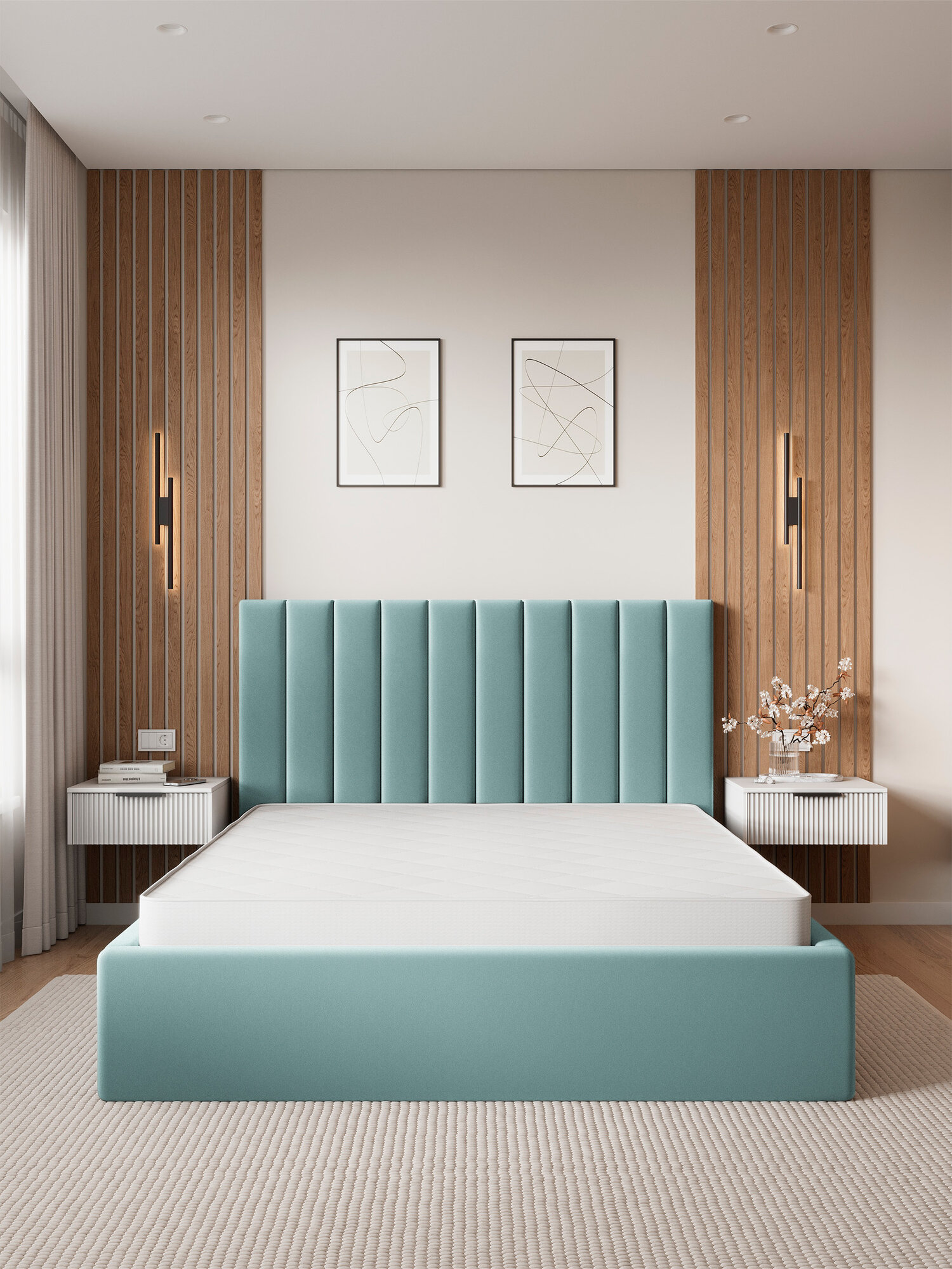 Кровать двуспальная 160х200 с подъемным механизмом, Милан мини с мягким изголовьем для дома и спальни, ортопедическое основание, ящик для белья