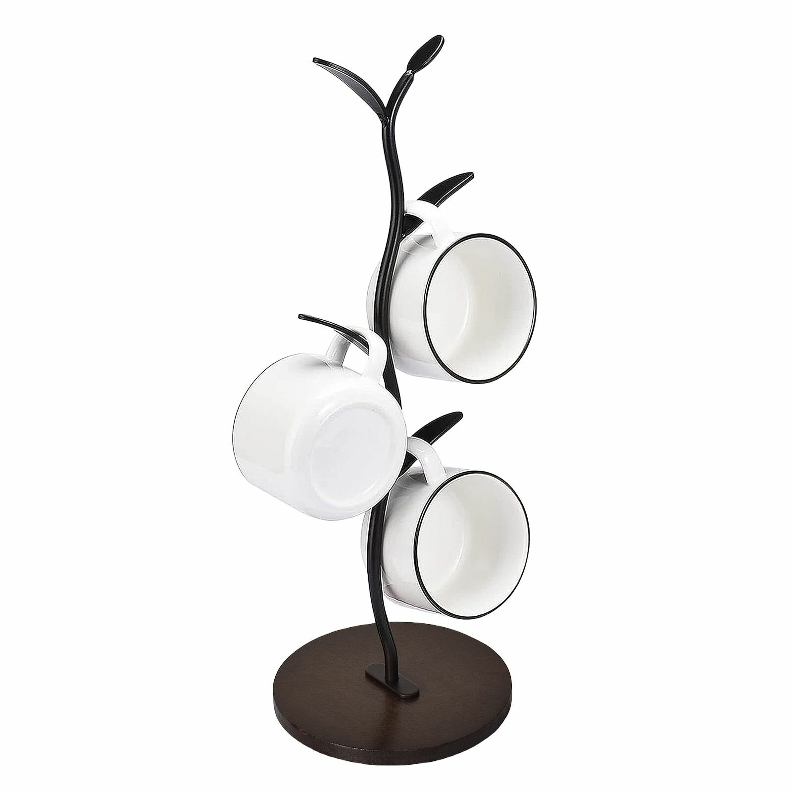 Держатель для кружек, металл и дерево, 4 крючка, высота 40 см