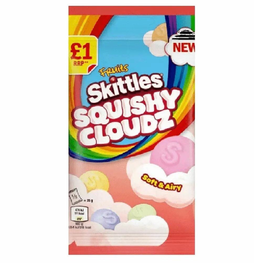 Жевательные конфеты Skittles Squishy Cloud Pouch Fruits 70гр