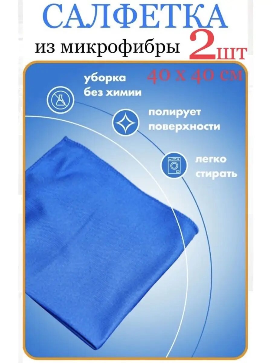 Cалфетки для мытья окон стекол без разводов 40*40 см (2 шт.)