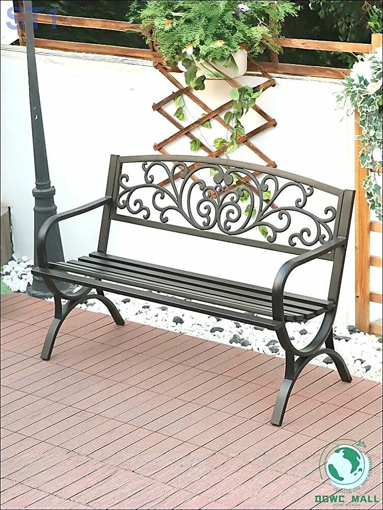 Садовая скамейка из чугуна и кованого железа 128х60х85 см, ретро-дизайн для сада, веранды, парка и кафе