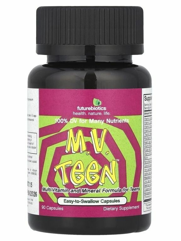 Futurebiotics, M.V. Teen, Мультивитамины для подростков, 90 капсул