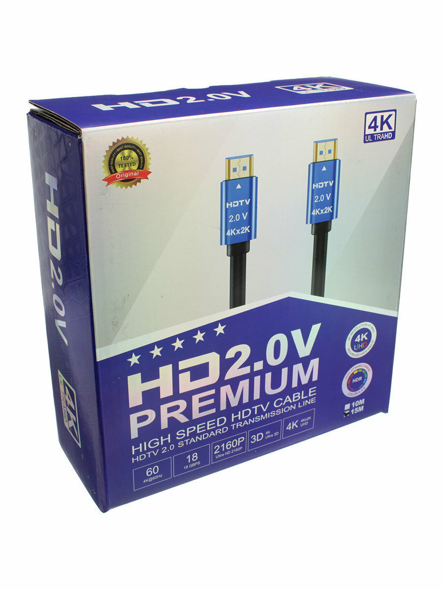 Шнур HDMI-HDMI 15м 4Кх2К high speed premium