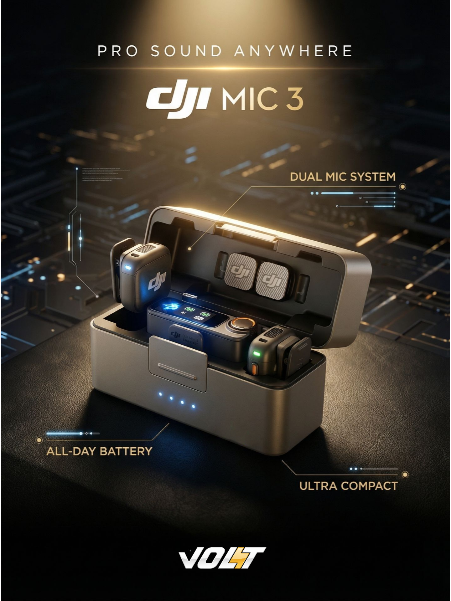 Беспроводной петличный микрофон для записи звука DJI Mic 3 (2 TX + 1 RX + Charging Case)