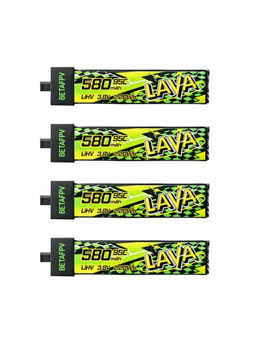 Аккумуляторы LiHV BetaFPV LAVA II (1S, 580mAh, 95C, BT2.0), 4шт.