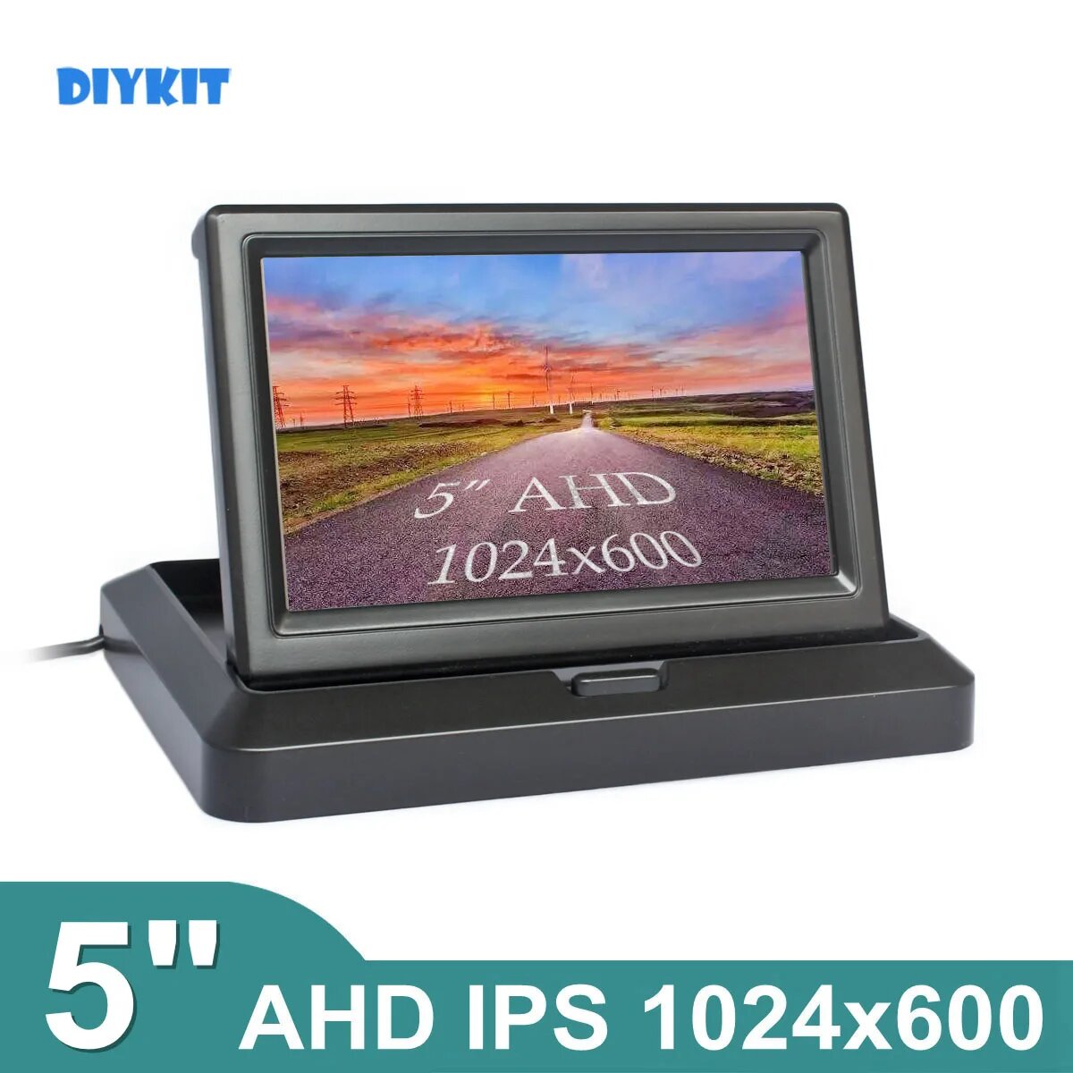 DIYKIT 5-дюймовый складной IPS AHD монитор 1024x600 для камеры заднего вида, монитор для AHD/CVBS автомобильных камер