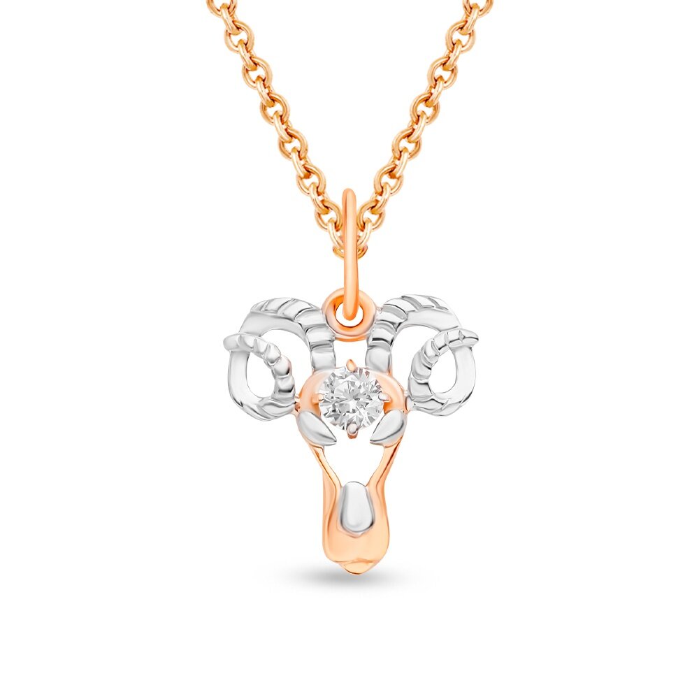Подвеска 585GOLD, красное золото, 375 проба, родирование, фианит