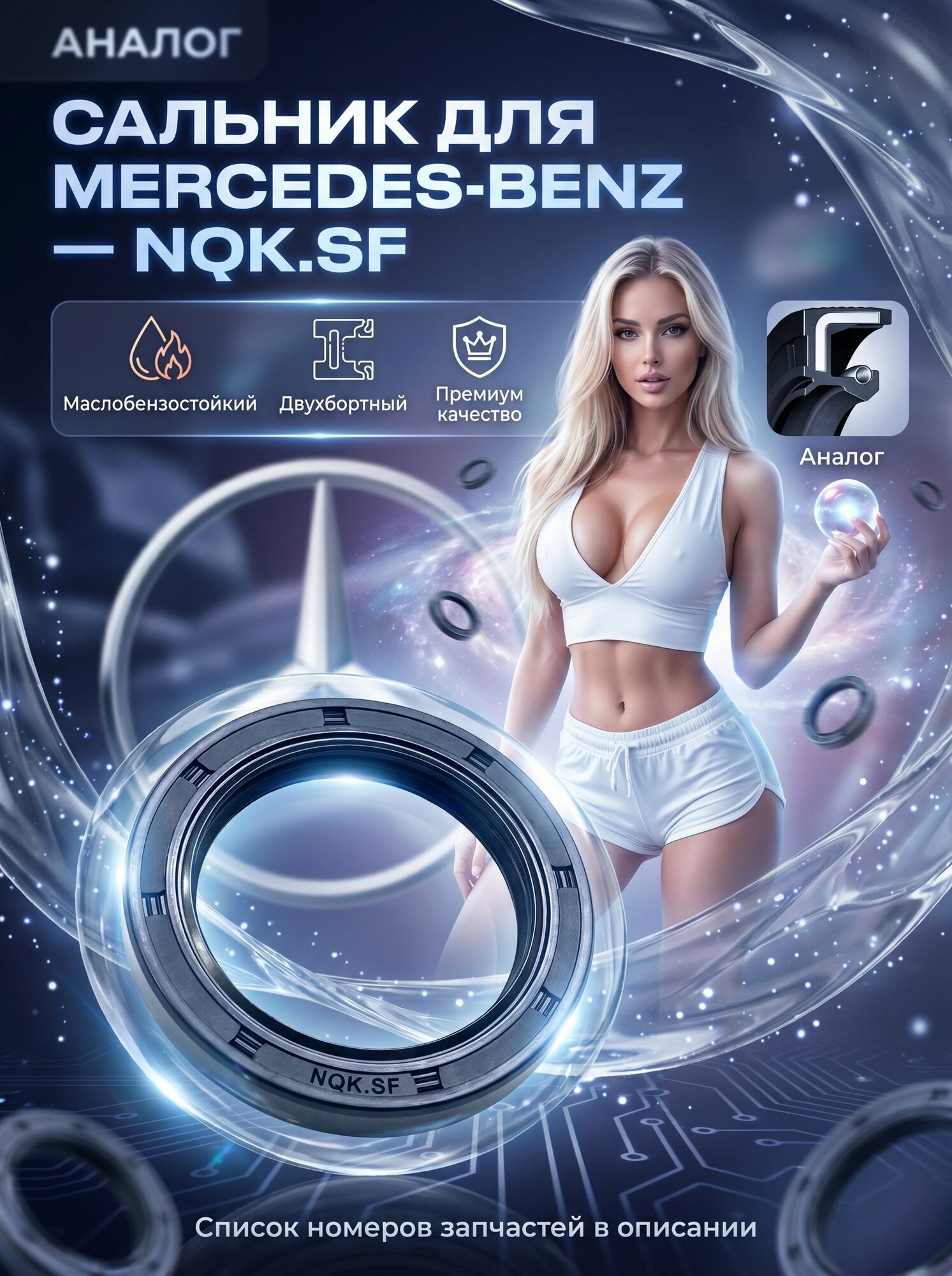 Сальник дифференциала 01036511B - NQK.SF на MERCEDES-BENZ GLE Coupe (C167)