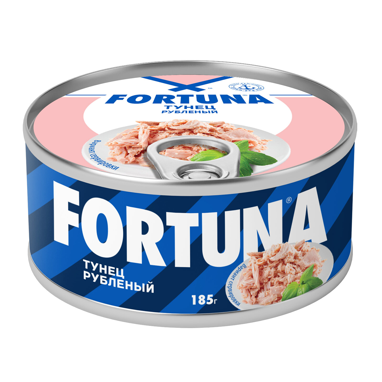 Тунец FORTUNA рубленый, в собственном соку, жестяная банка, 185 г