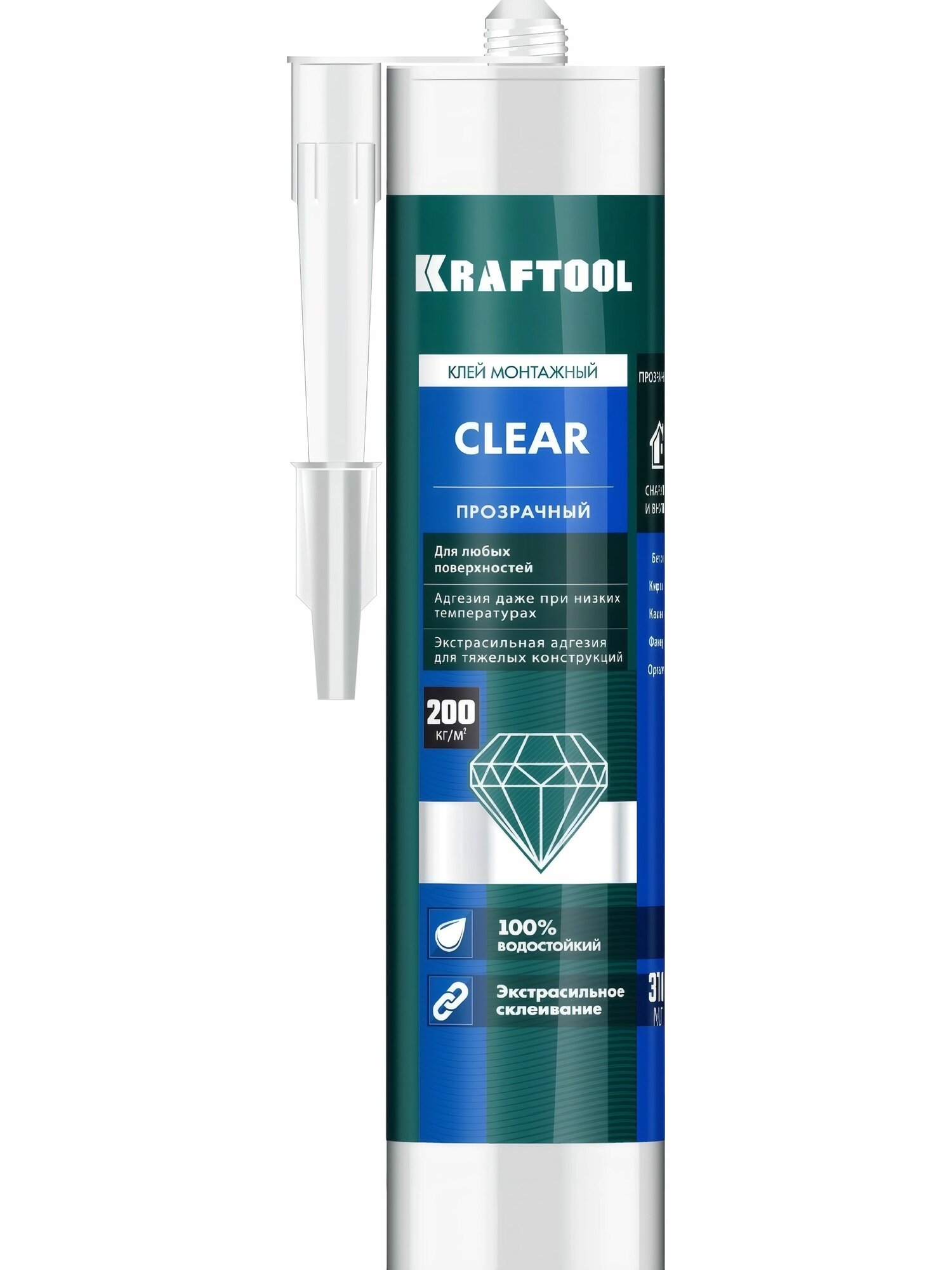 Суперсильный монтажный клей (41342) KRAFTOOL CLEAR 310мл прозрачный 12 шт