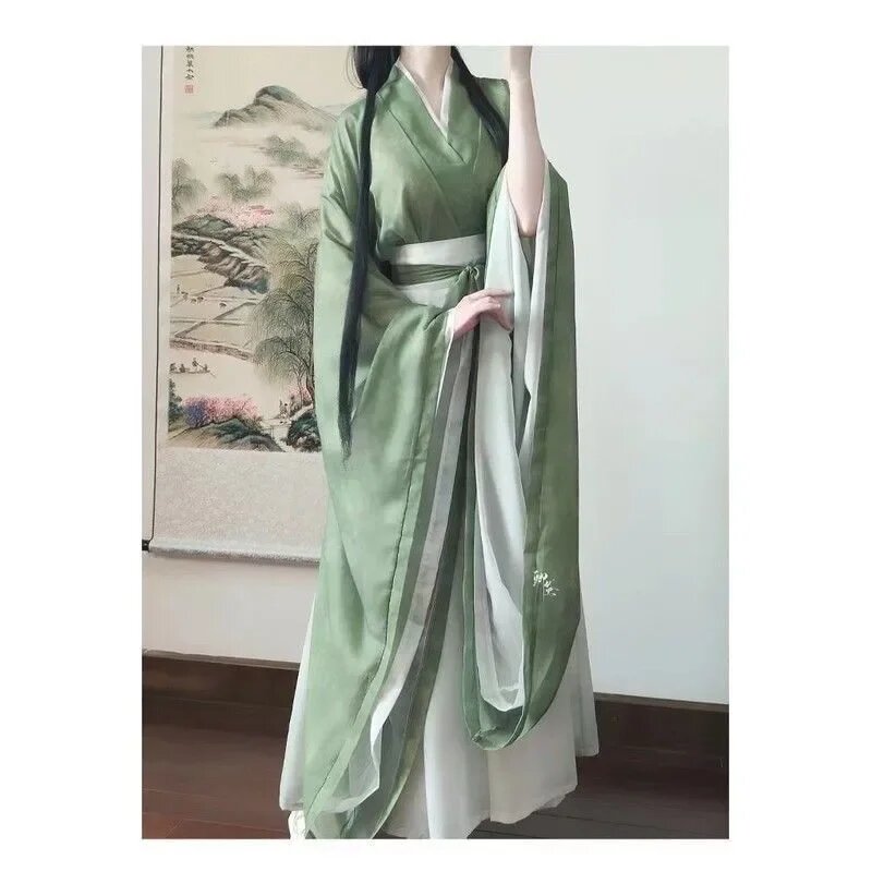 Женский костюм Ханьфу белый Зеленый, S, green