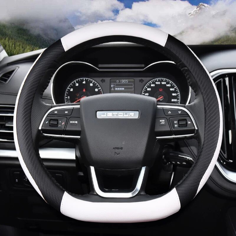 Анти-проскальзывание чехол для рулевого колеса Chery JETOUR X70 Plus/X70/X90/X95/X70M, все сезоны, без шитья, кожа,