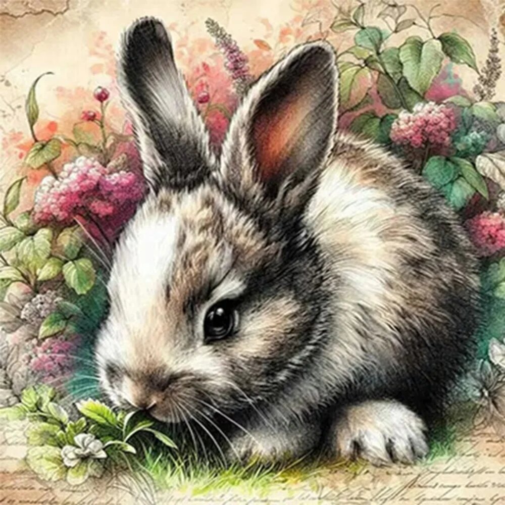 Алмазная вышивка MomoArt картина с кроликом Full Square 40X40cm