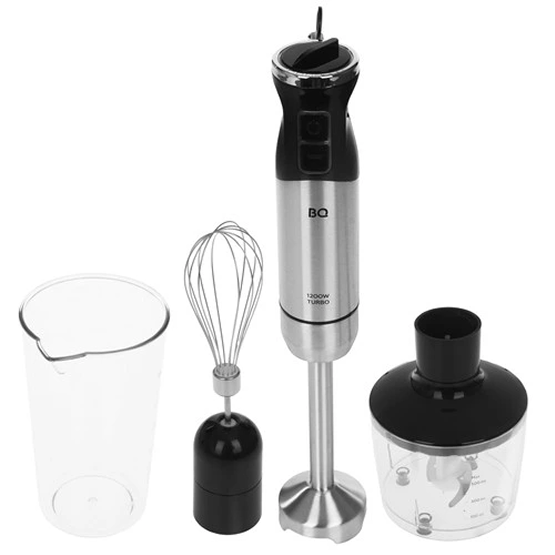 Блендер BQ HB1032SS, 1200Вт, 6 скоростей, с венчиком и измельчителем