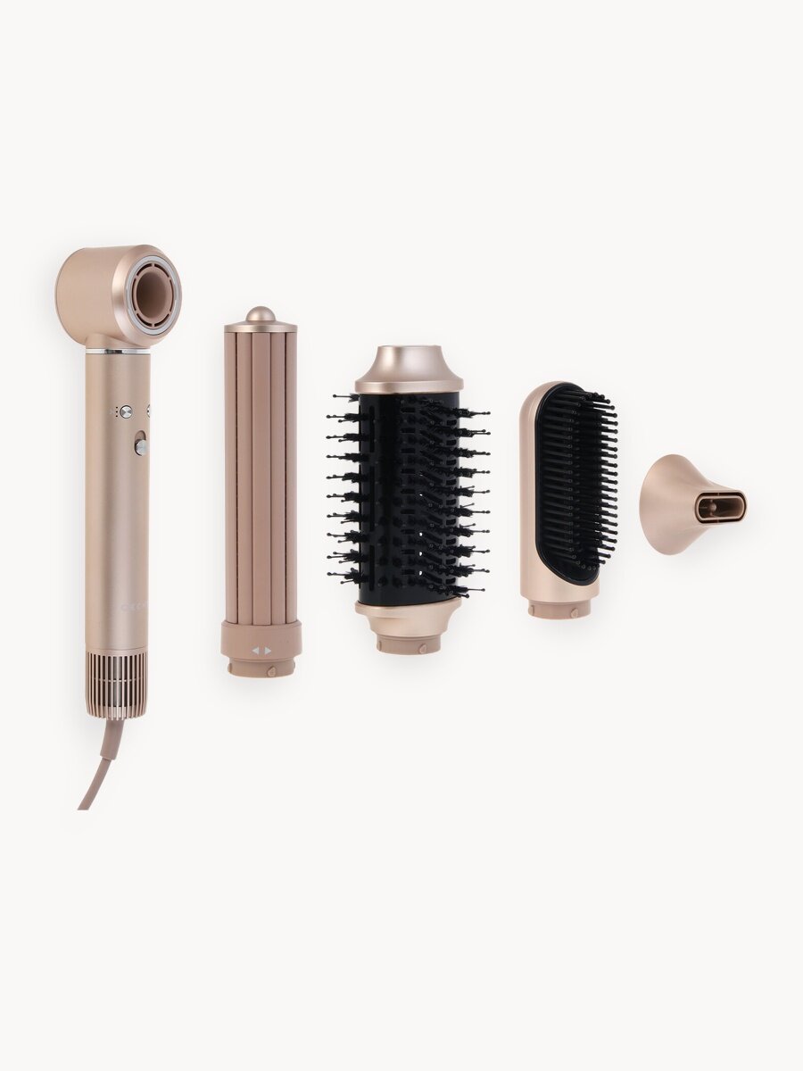 Фен стайлер для волос Gecht, профессиональный, для выпрямления, для локонов, 5в1, ионизация, BLDC-мотор, бежевый